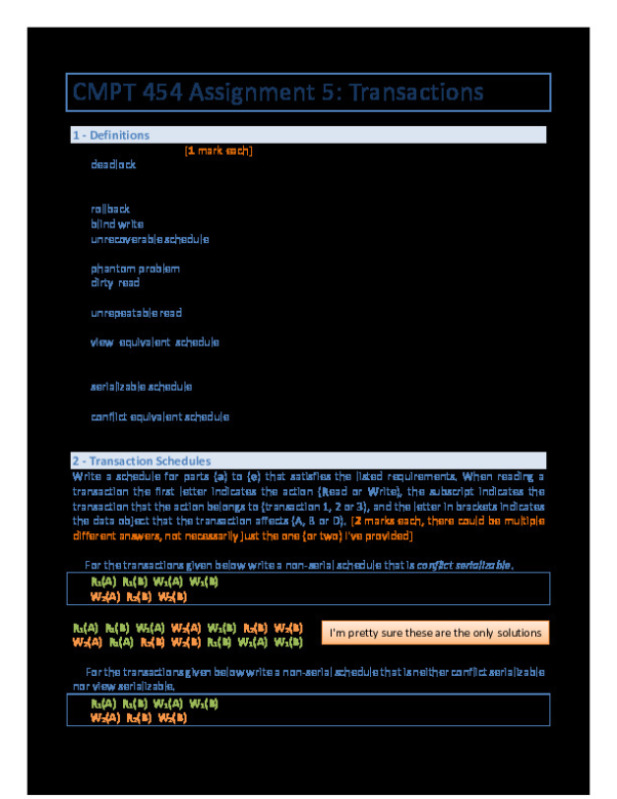 CMPT 454 Assignment 5: Transactions