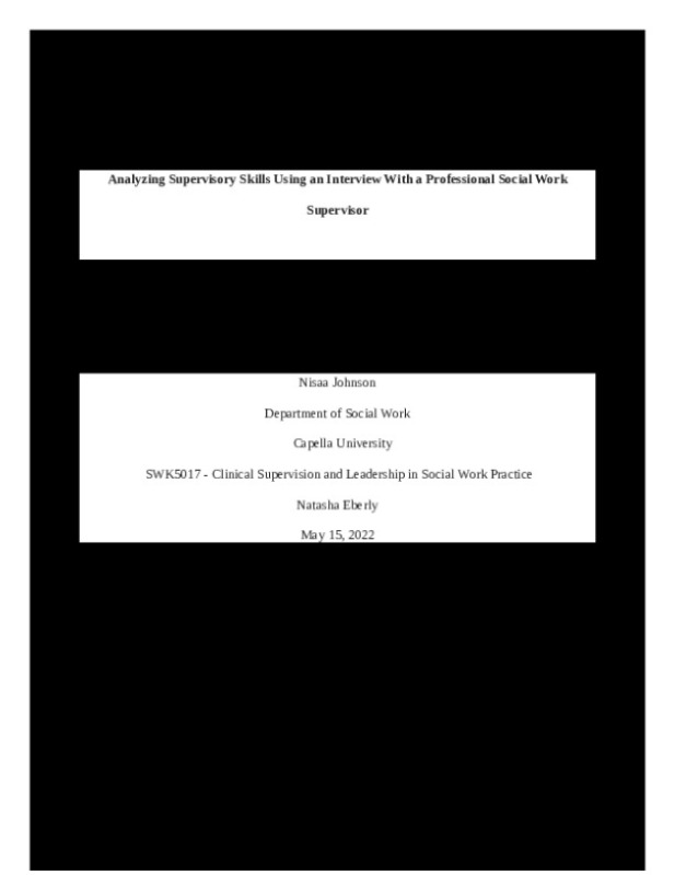 Analyzing Supervisory Skills Using an Interview With a Professional Social Work Supervisor