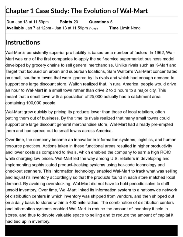 Chapter 1 Case Study: The Evolution of Wal-Mart: Strategic Management & Business Policy. Section 006