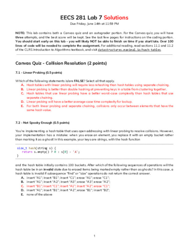 EECS 281 S19 Lab 7 Assignment Solutions