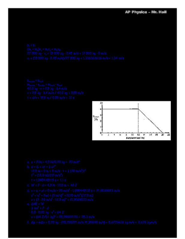momentum and impulse - worksheet 2 key