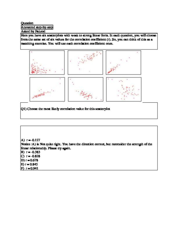 Here you have six scatterplots with weak to strong linear form. In each ...