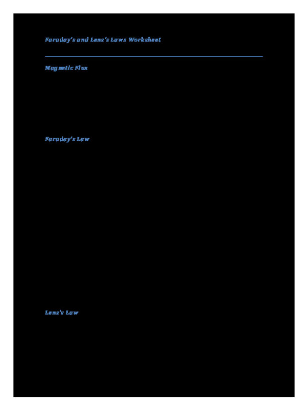 Worksheet Faraday's and Lenz's Laws-1