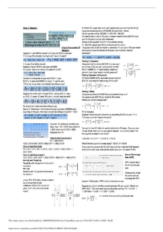exam cheat sheet