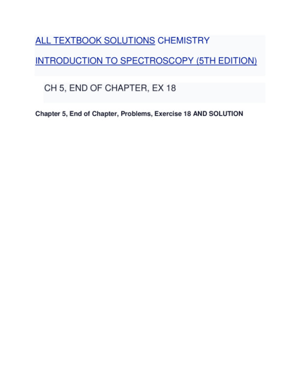 TEXTBOOK SOLUTIONS CHEMISTRY INTRODUCTION TO SPECTROSCOPY (5TH EDITION ...