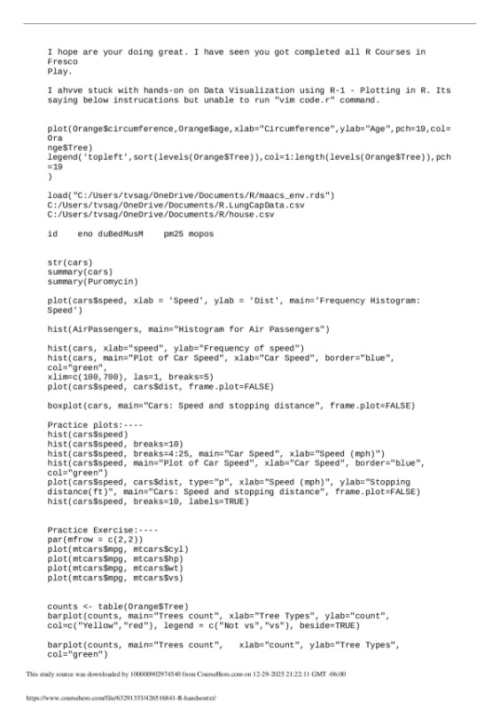 CIS MISC -R-hands on.txt Data Visualization using R-1 - Plotting in R ...