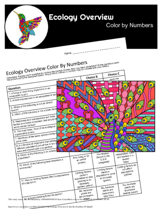 Science 7TH 7th_Ecology_Overview_Color_By_Numbers_WAK