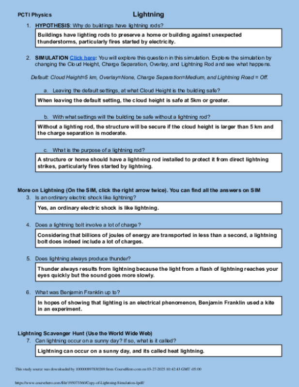 PCTI Physics Lightning Simulation