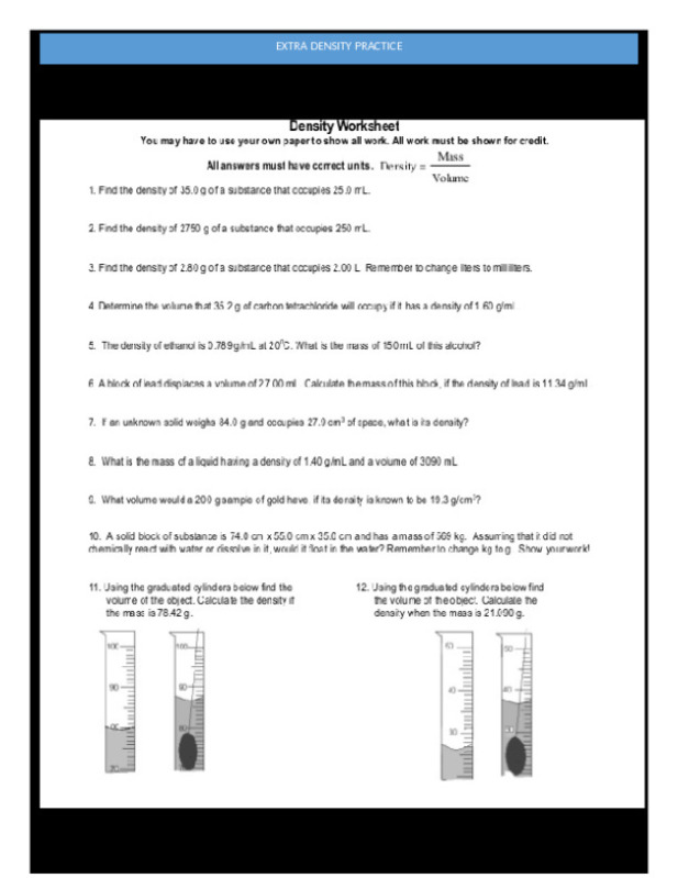 Extra Density Practice