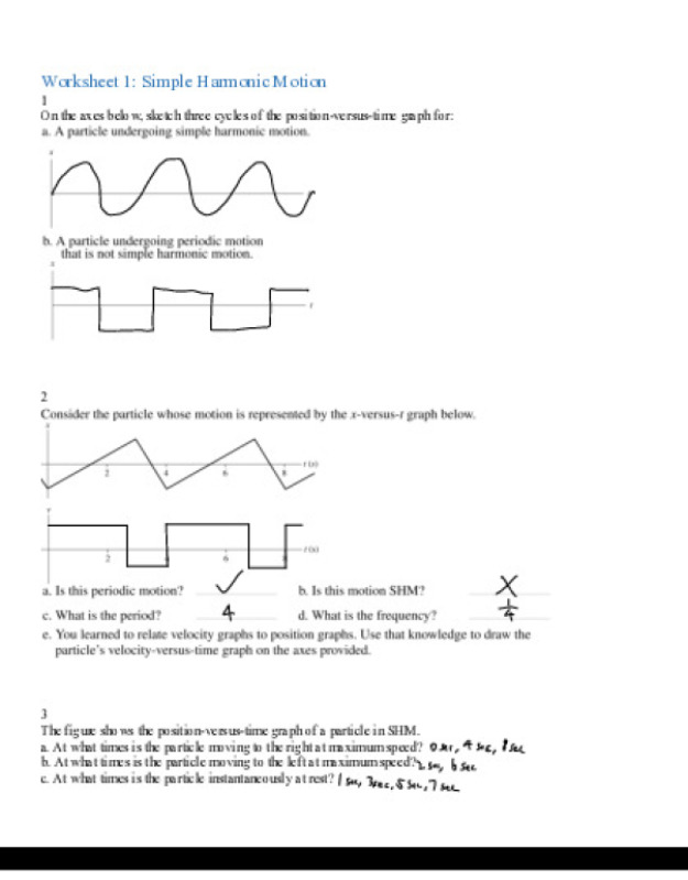 Worksheet 1: Simple Harmonic Motion