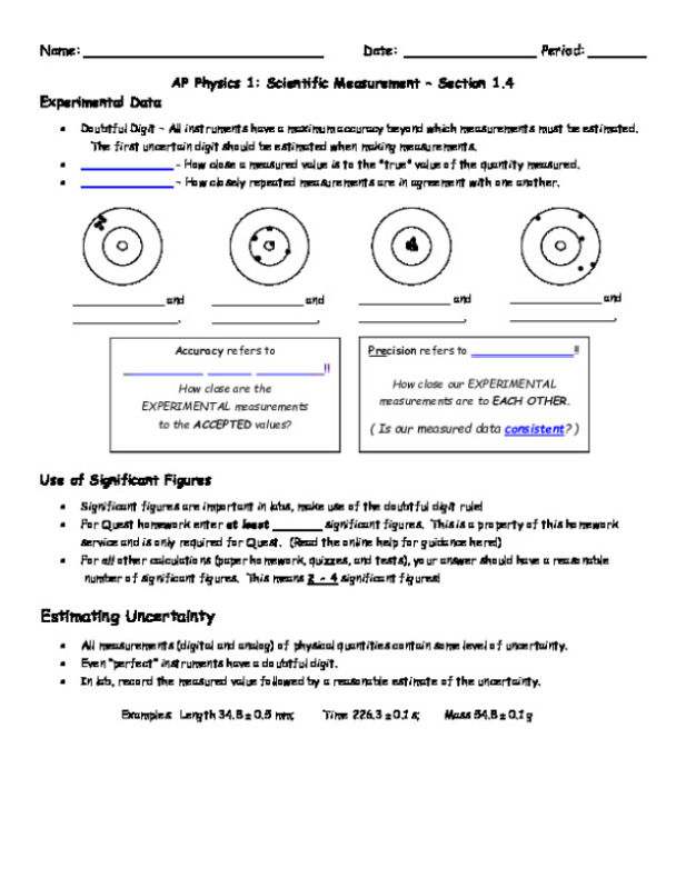AP Physics 1 - Unit 1 Packet_ Measurement, Graphing, and Relationships