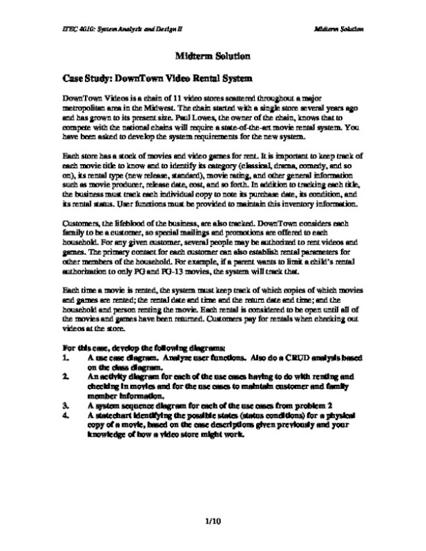 ITEC 4010: System Analysis and Design II Midterm Solution Midterm Solution Case Study: DownTown ...
