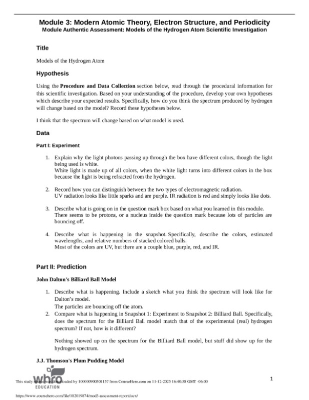 Module 3: Modern Atomic Theory, Electron Structure, and Periodicity ...