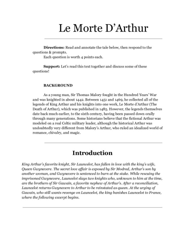 Le Morte D’Arthur.