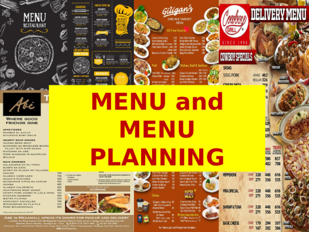 Menu and Menu Planning Cebu Technological University (formerly Cebu ...